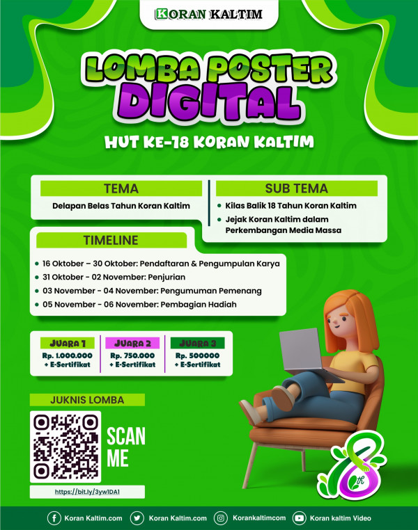 Pendaftaran Ditutup, Lomba Poster Digital Perayaan HUT 18 Koran Kaltim Diikuti 30 Orang Peserta ...