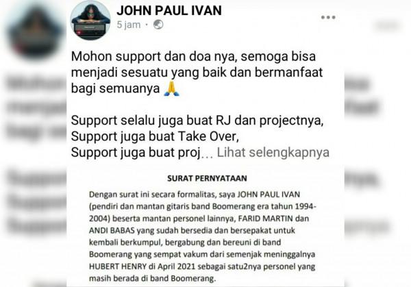 John Paul Ivan Umumkan kembali Bergabung ke Boomerang Bersama 3 Mantan Personel, Roy Jeconiah ...